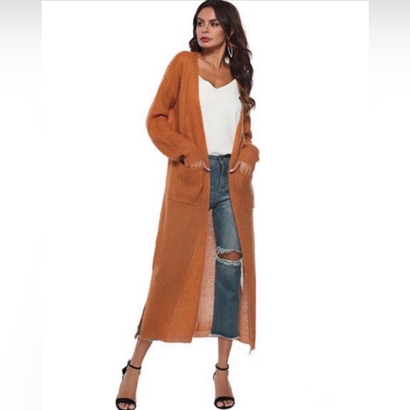 Source Unknown | Sweaters | New Duster Cardigan Sweater In Rust Or ...